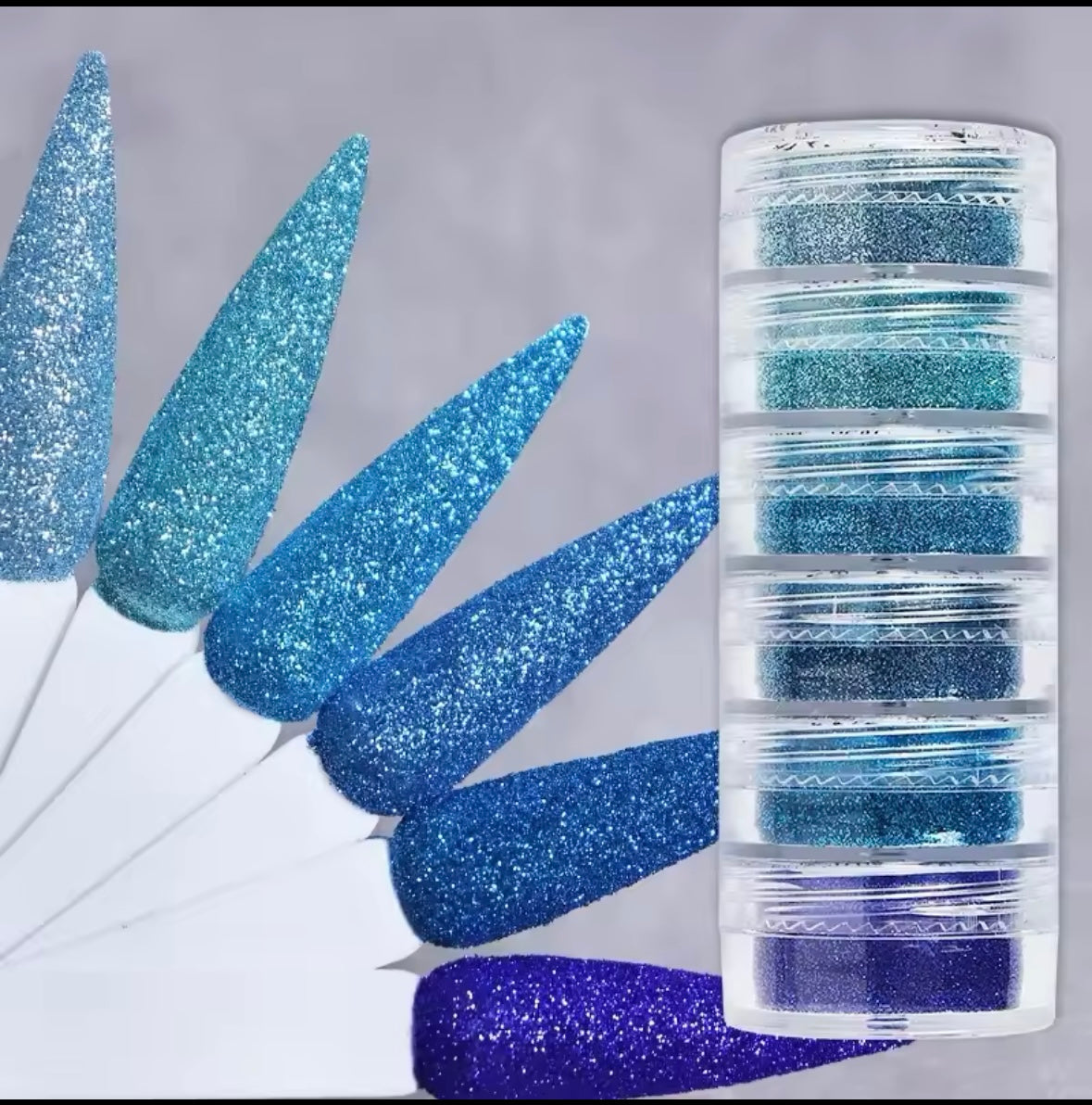 Polvo efecto azúcar colores azules – Gina's Nails Supplies